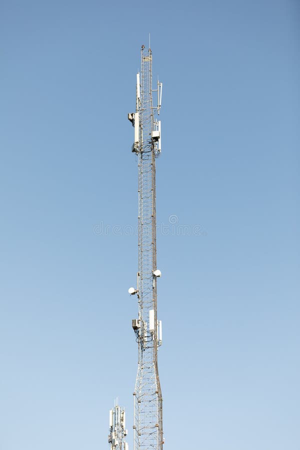 Mast or Tower for Mobile Phone Communication in Bright Sunshine and ...