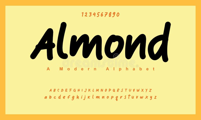 Almond Font. Elegant Alphabet Letters Font and Number Stock Vector ...