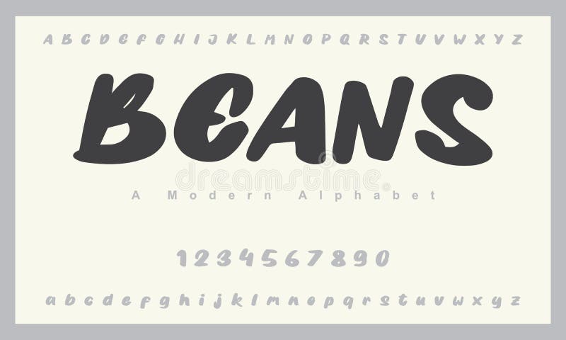 Beans Font. Elegant Alphabet Letters Font and Number Stock Vector ...