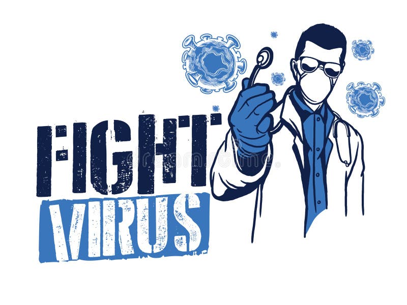 Vector Illustration Fight Virus. Cure Corona Virus. People Fight Virus ...