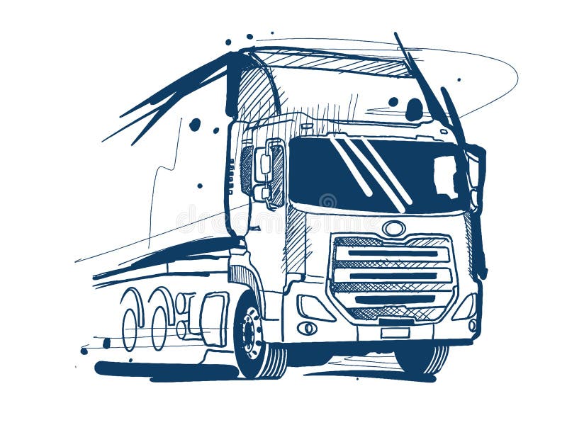 Sketch Logistics and Delivery Poster. Hand Drawn Truck. Stock Vector ...