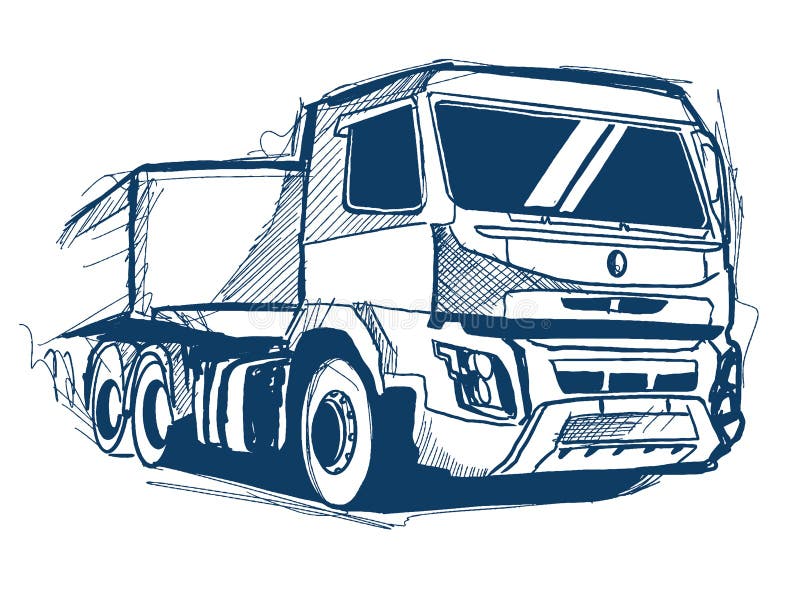 Sketch Logistics and Delivery Poster. Hand Drawn Truck. Stock Vector ...