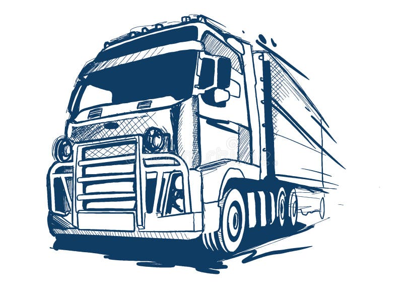 Sketch Logistics and Delivery Poster. Hand Drawn Truck. Stock Vector ...