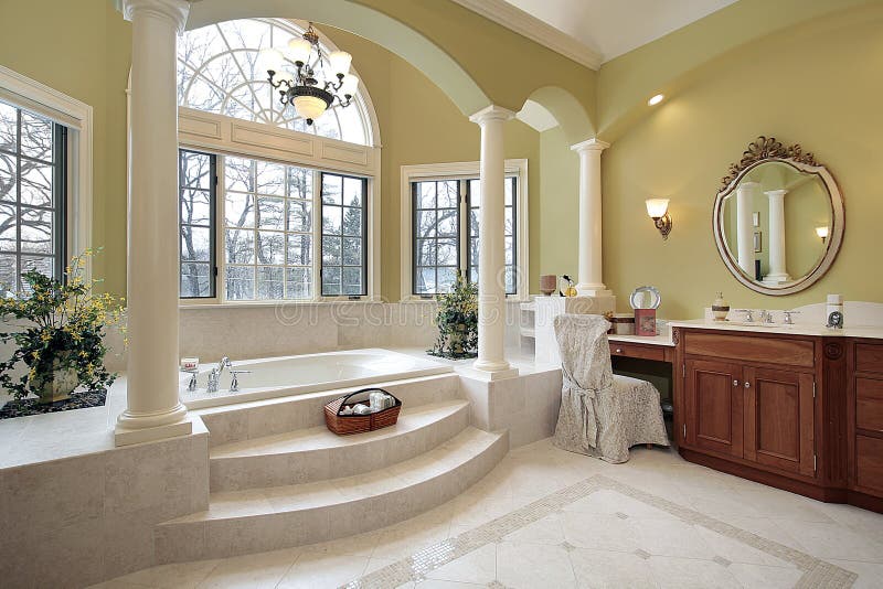Master bath with columns stock photo. Image of decor - 12174876