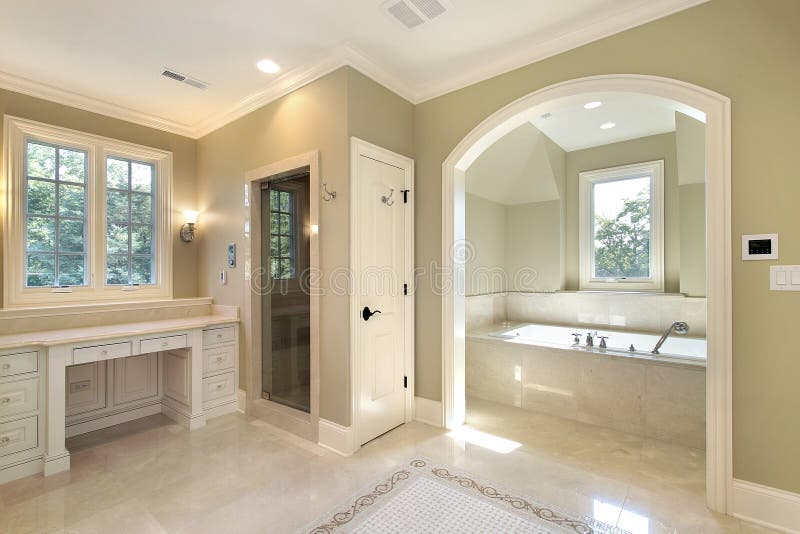 Master bath with columns stock photo. Image of decor - 12174876
