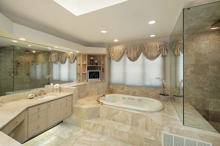 Master Bath with Step Up Tub Stock Photo - Image of master, bathroom ...