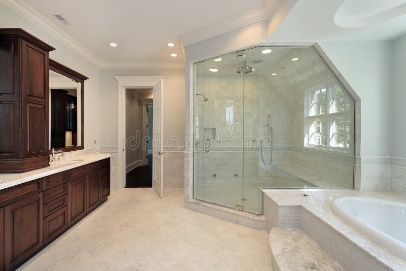 Master Bath with Step Up Tub Stock Photo - Image of master, family ...