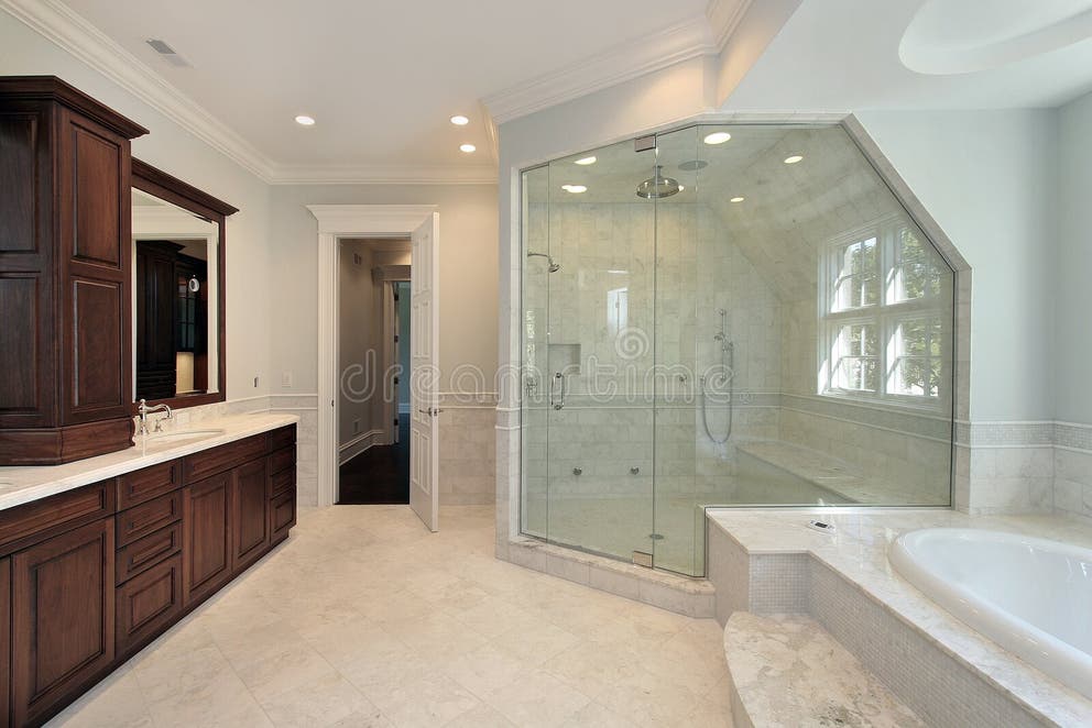 Master Bath with Step Up Tub Stock Photo - Image of master, family ...