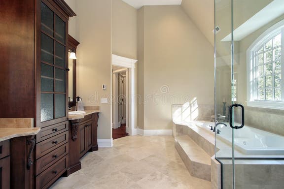 Master Bath with Step Up Tub Stock Image - Image of fixtures, suburbs ...