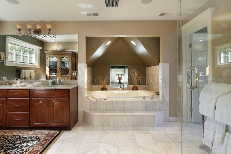 Master Bath with Step Up Tub Stock Image - Image of architecture ...