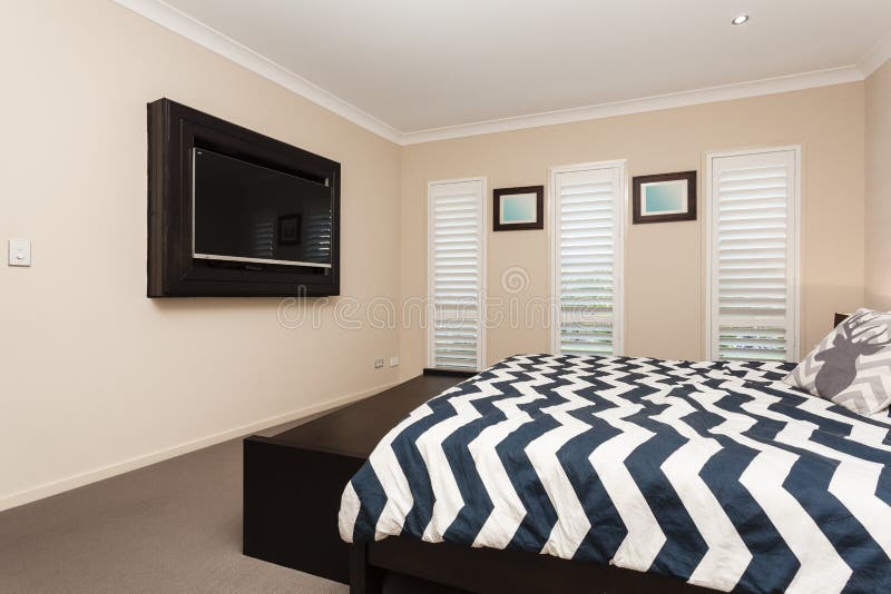 Master bedroom stock image. Image of lamp, plasma, modern - 51540495