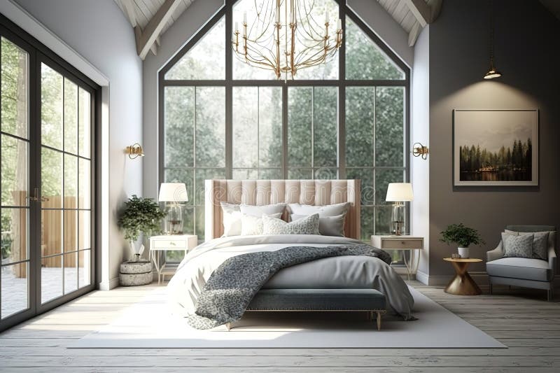 Master Bedroom in New Luxury Home Stock Illustration - Illustration of ...