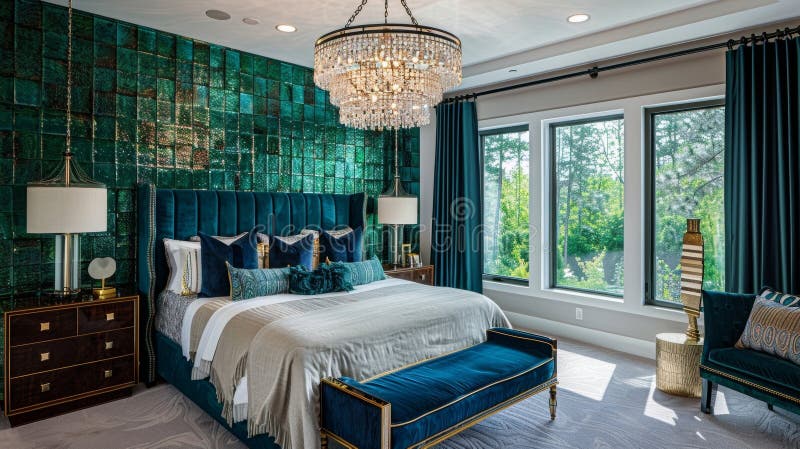 In the Master Bedroom a Statement Wall is Created with a Bold Mosaic ...