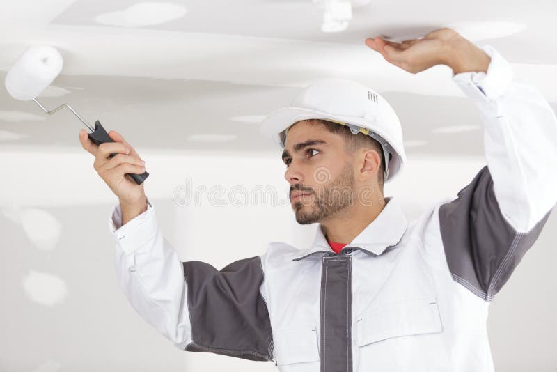 Master Builder Renovating Ceiling Shallow Depth Field Stock Photo ...