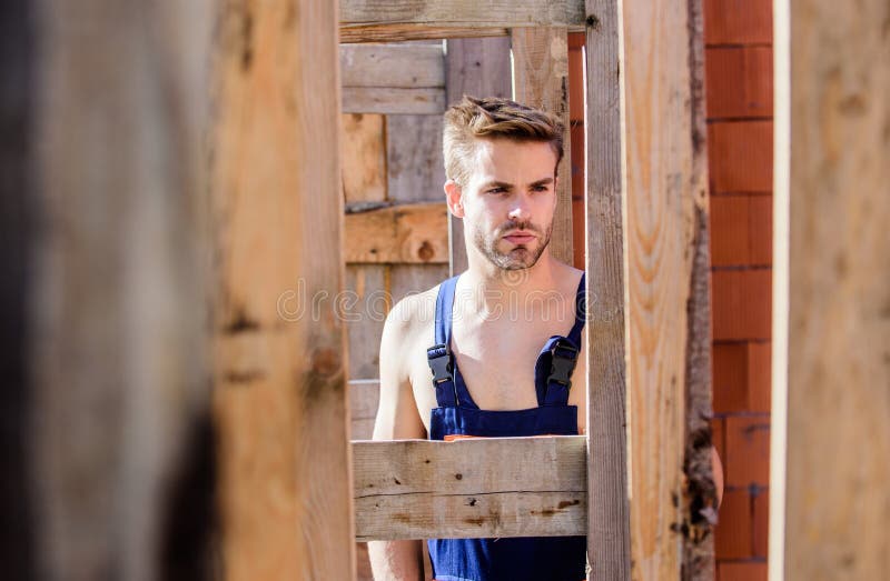 Master of Building at Work. Worker. Engineer with Hammer Tool ...