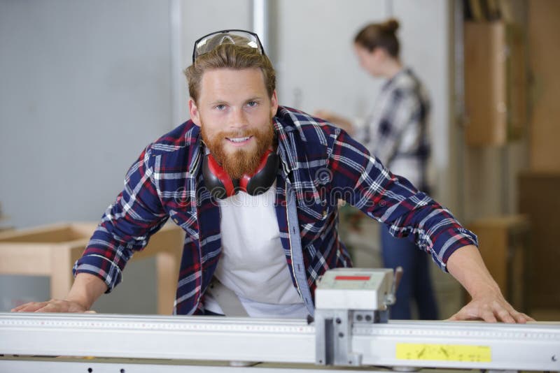 Master Carpenter Works on Machine in Workshop Stock Image - Image of ...