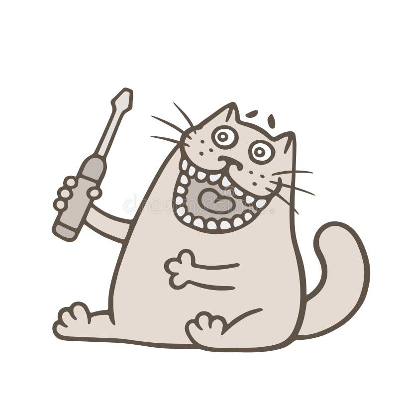 Master Cat Shows a Screwdriver. Vector Illustration. Stock Vector ...