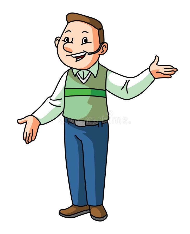 Cartoon Host Emcee With Microphone Stock Vector - Illustration of ...