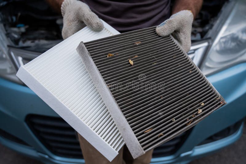 The Master Changes the Cabin Air Filter of the Car. Stock Image - Image ...