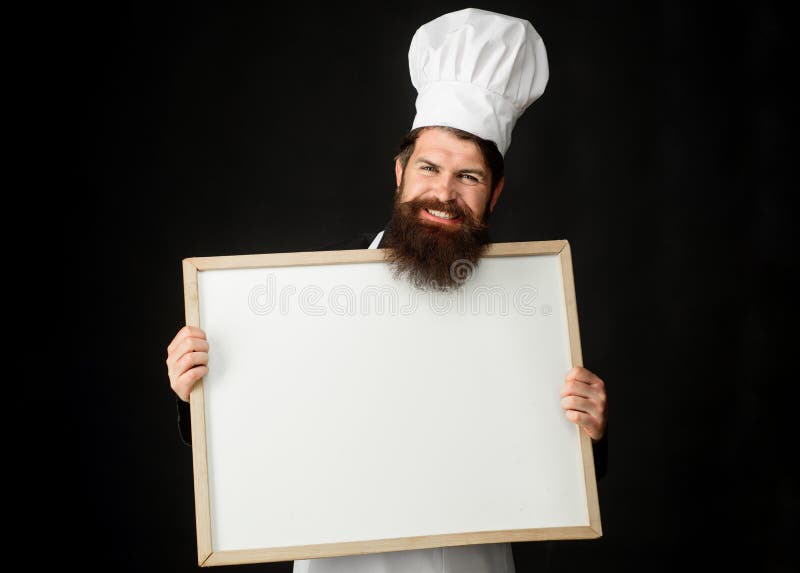 Master Chef, Baker or Cook with Menu Blackboard. Cooking, Culinary ...