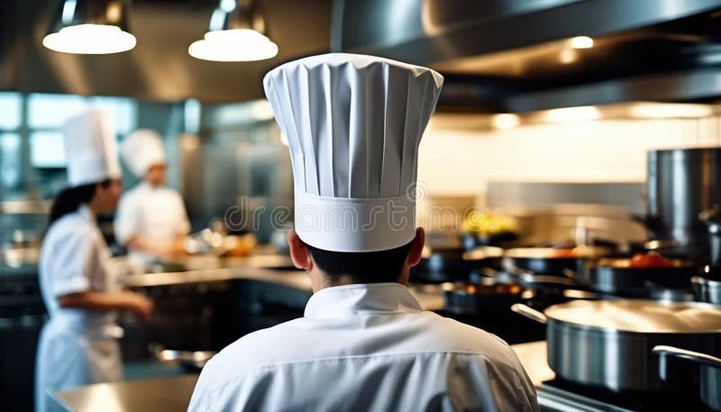 Master Chef with Chef Hat in the Kitchen Stock Illustration ...