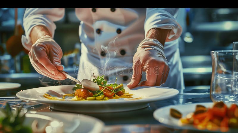 Master Chef Cook Man Hands Precisely Cooking Dressing Stock ...