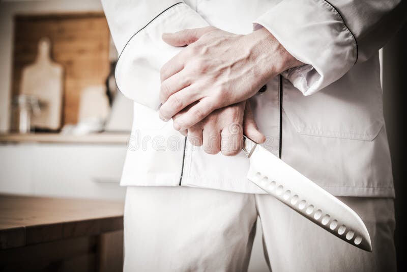 Master Chef with Huge Knife Stock Photo - Image of occupation, passion ...