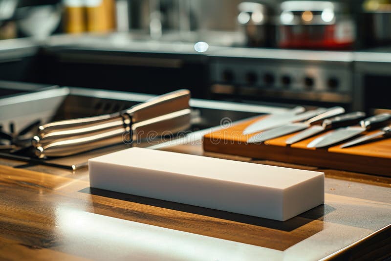 Master Chef Knives on Kitchen Counter Stock Image - Image of precision ...