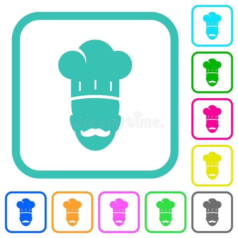 Master Chef with Mustache Vivid Colored Flat Icons Stock Vector ...