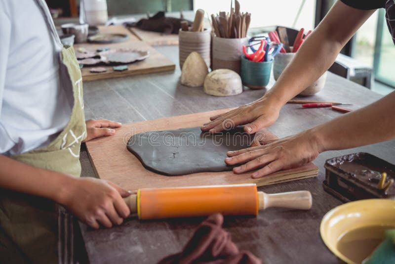 The Master Class in Big Workshop on Making Clay Products Stock Photo ...
