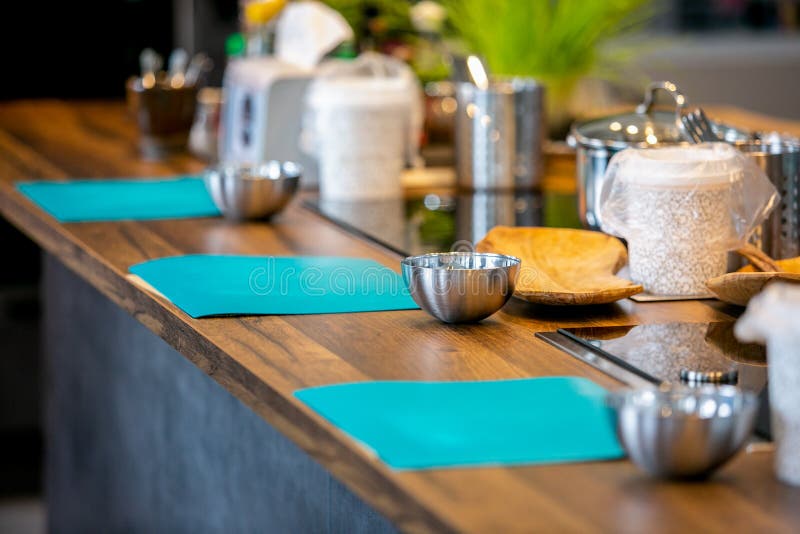 Master Class in the Kitchen. Cook`s Workplace. the Process of Cooking ...