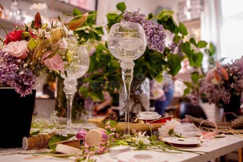 Master Class on Making Bouquets of Flowers, Details Stock Image - Image ...