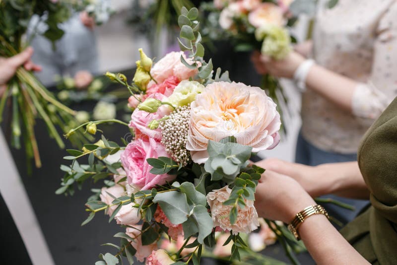 Master Class on Making Bouquets. Spring Bouquet Stock Image - Image of ...