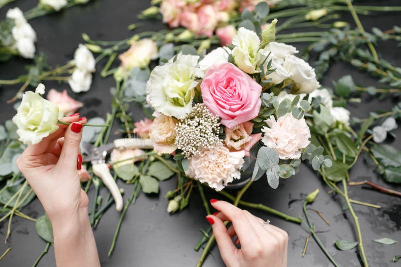 Master Class on Making Bouquets. Spring Bouquet Stock Image - Image of ...