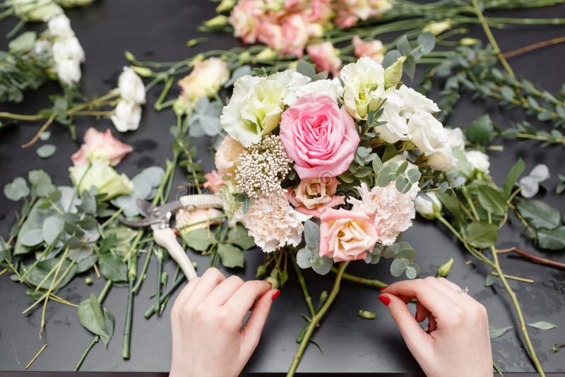 Master Class on Making Bouquets. Spring Bouquet Stock Image - Image of ...