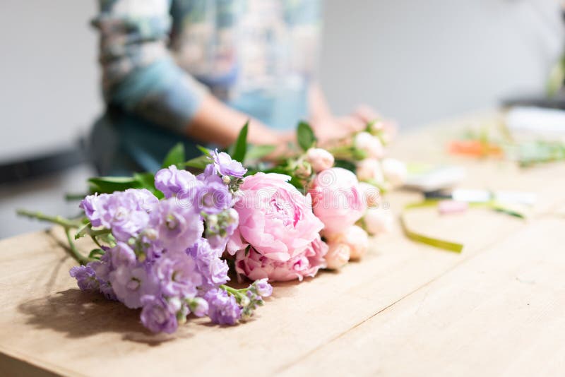 Master Class on Making Bouquets. Spring Bouquet Stock Image - Image of ...
