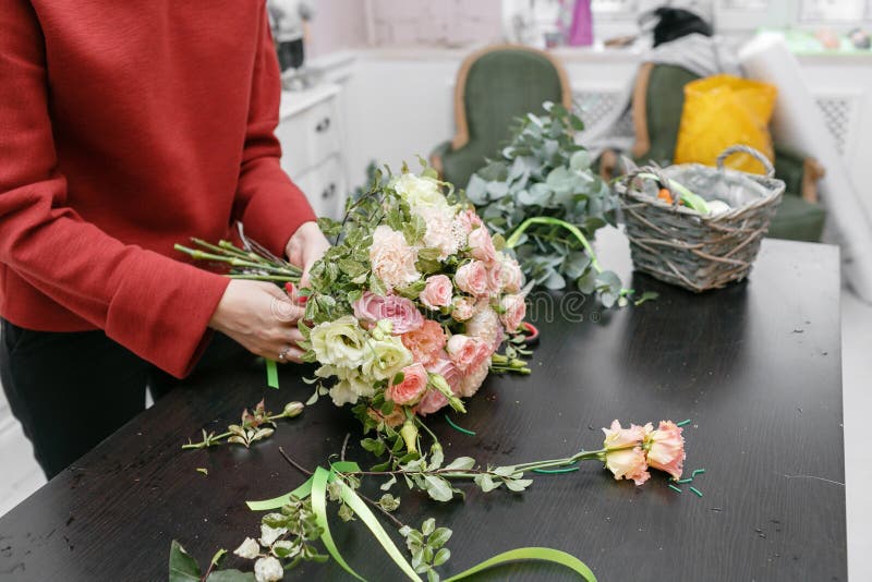 Master Class on Making Bouquets. Spring Bouquet Stock Photo - Image of ...