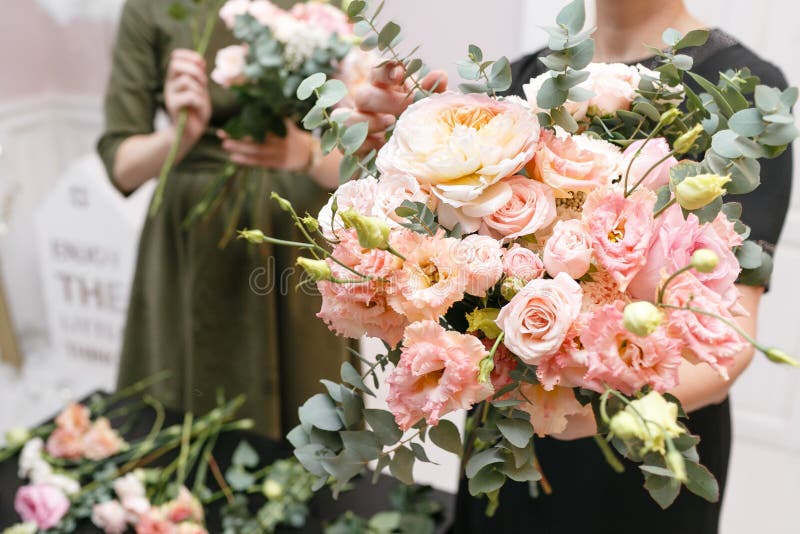 Master Class on Making Bouquets. Spring Bouquet Stock Photo - Image of ...