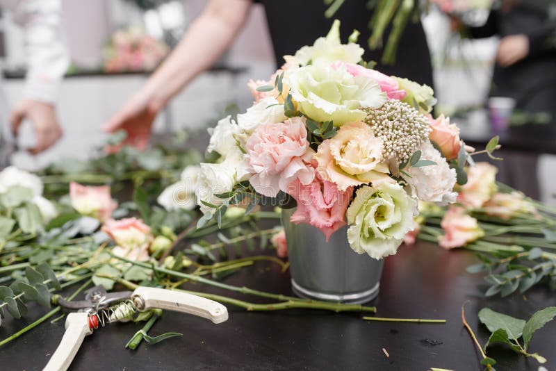 Master Class on Making Bouquets. Spring Bouquet Stock Image - Image of ...