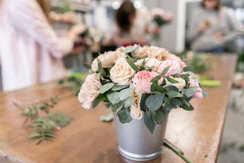 Master Class on Making Bouquets. Summer Bouquet Stock Photo - Image of ...
