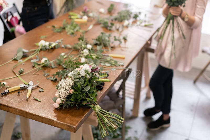 Master Class on Making Bouquets. Summer Bouquet Stock Image - Image of ...