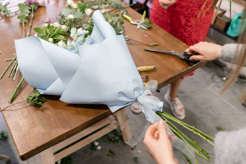 Master Class on Making Bouquets. Summer Bouquet Stock Photo - Image of ...