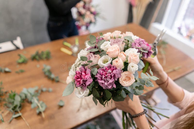 Master Class on Making Bouquets. Summer Bouquet Stock Photo - Image of ...