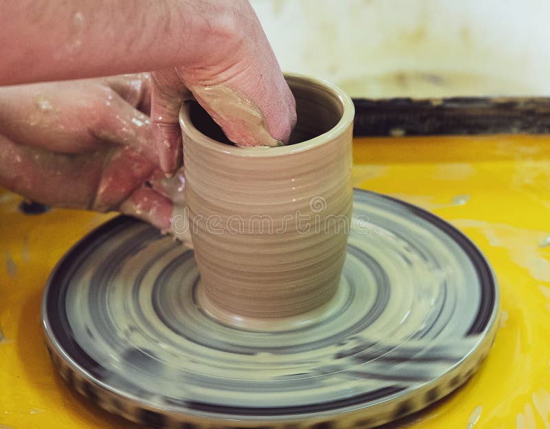 Master Class on Making a Ceramic Pot with a Potter`s Wheel. the Pottery ...