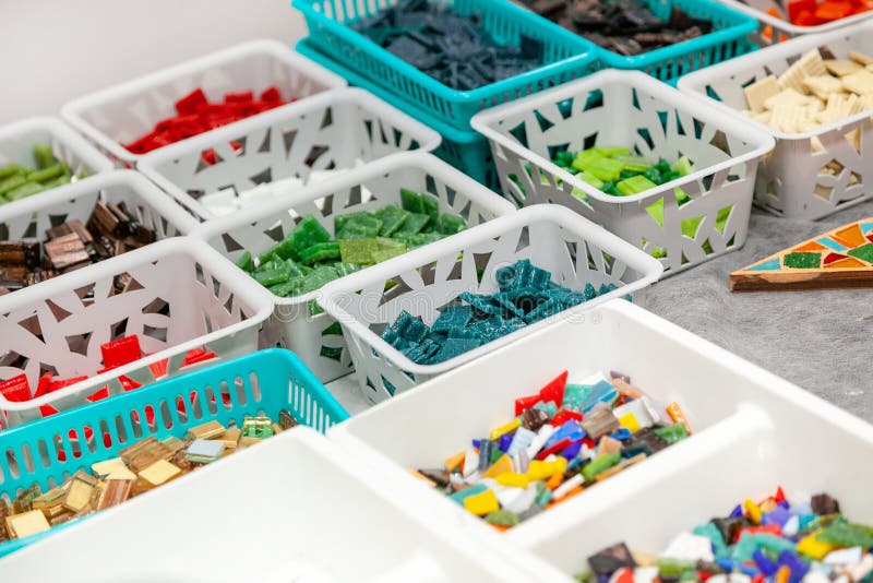 Master Class on Making Mosaic Panels. Close-up of the Baskets with ...