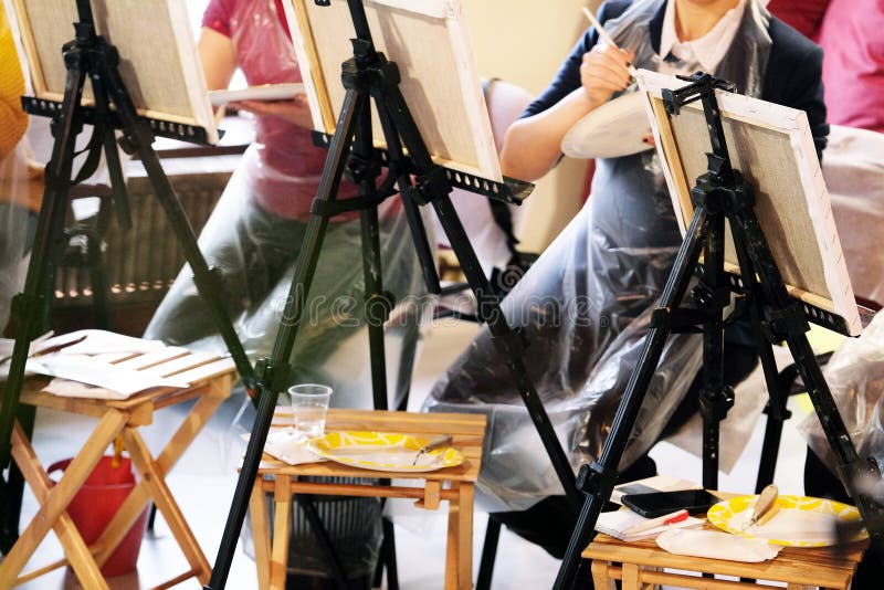 Master class on painting stock photo. Image of brush - 50225588