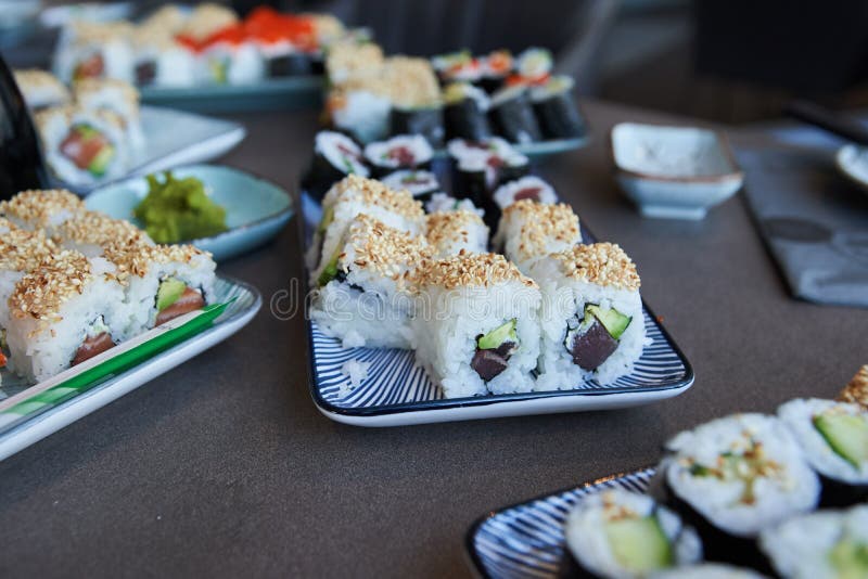 During a Master Class Self Made Sushi Ready To Eat Stock Photo - Image ...