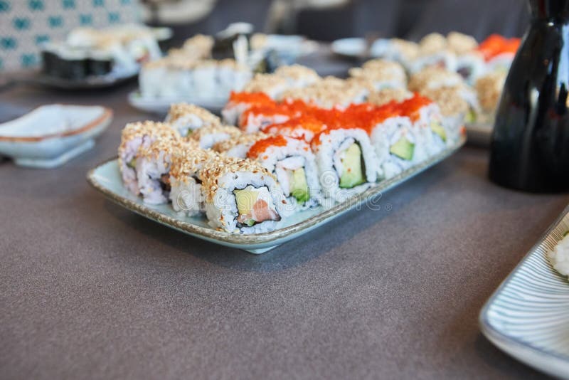 During a Master Class Self Made Sushi Ready To Eat Stock Photo - Image ...