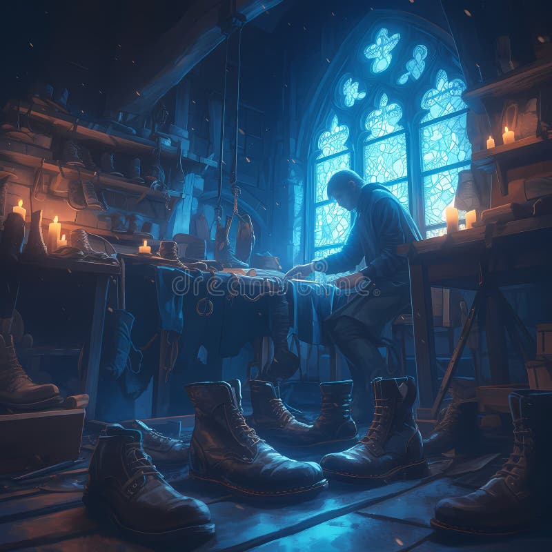 Master Craftsman at Work in Ancient Workshop Stock Illustration ...