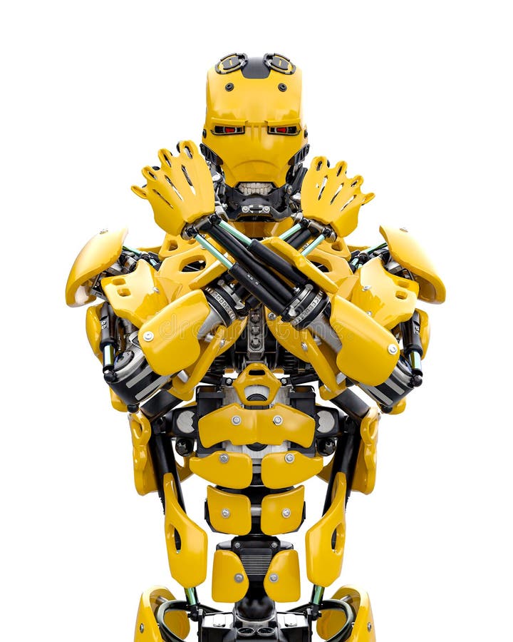 Master Cyber Robot is Doing a Power Pose Stock Illustration ...
